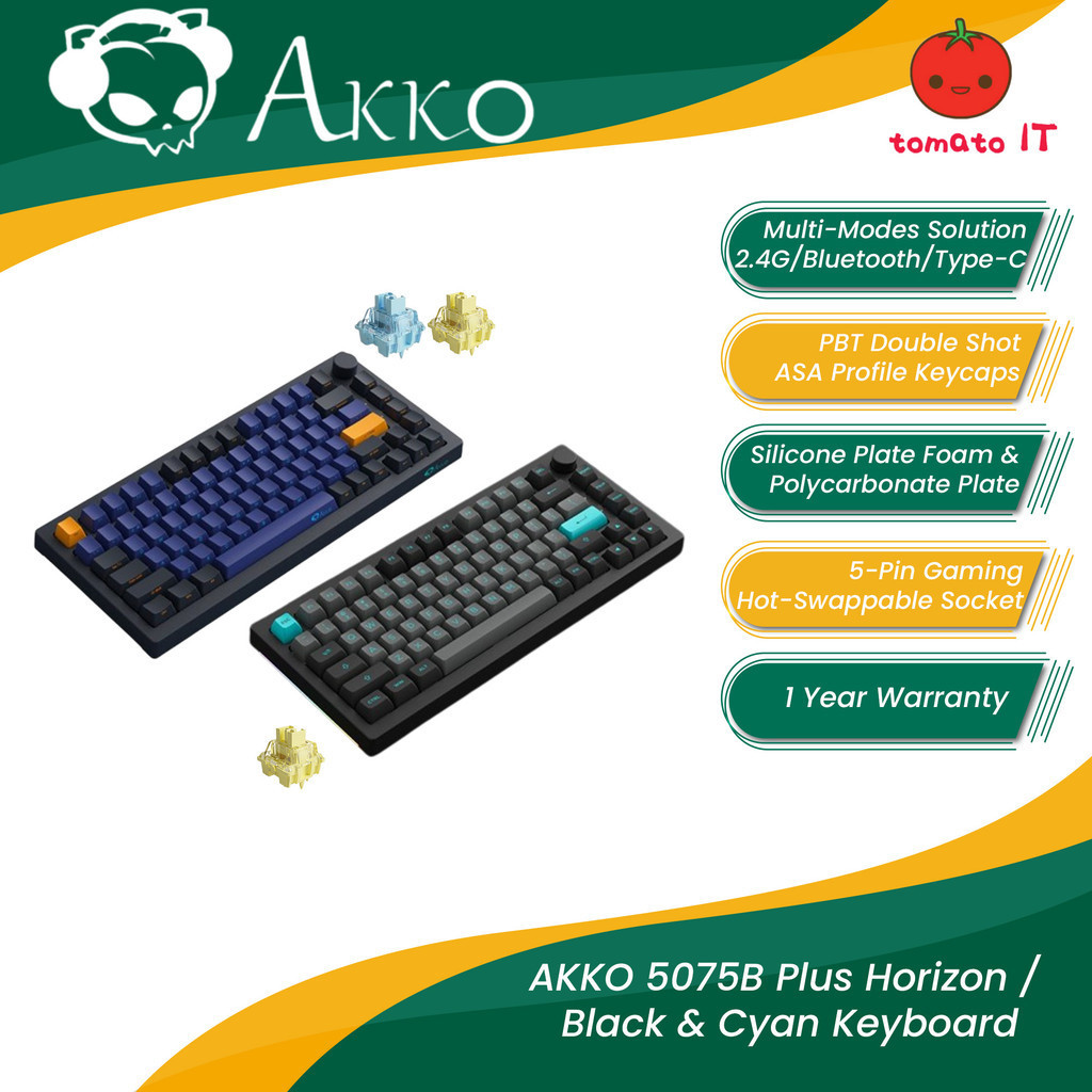 AKKO 5075B Plus Horizon (Black & Blue) / Black & Cyan Keyboard | Shopee ...