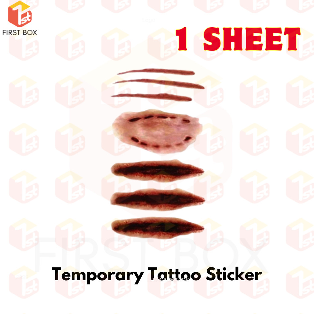 (1 sheet) Waterproof Temporary Tattoo Sticker Wound Injury Scar Blood ...