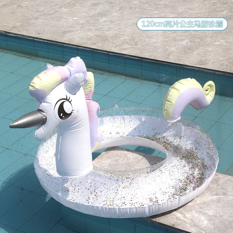 Giant Sequined Unicorn Horse Inflatable Float For Adult Kids Pool Party Water Toys Air Mattress ...