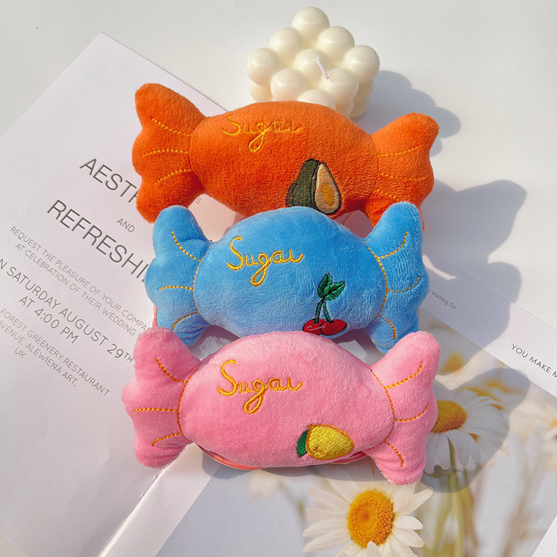 Squeaky Plush Pet Toys in Cartoon Candy Shapes, for Cats and Dogs ...