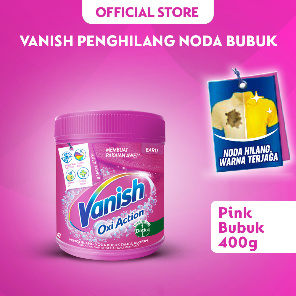PUTIH Vanish Pink Powder 400g Tube - White Clothes Stain & Germ Remover ...