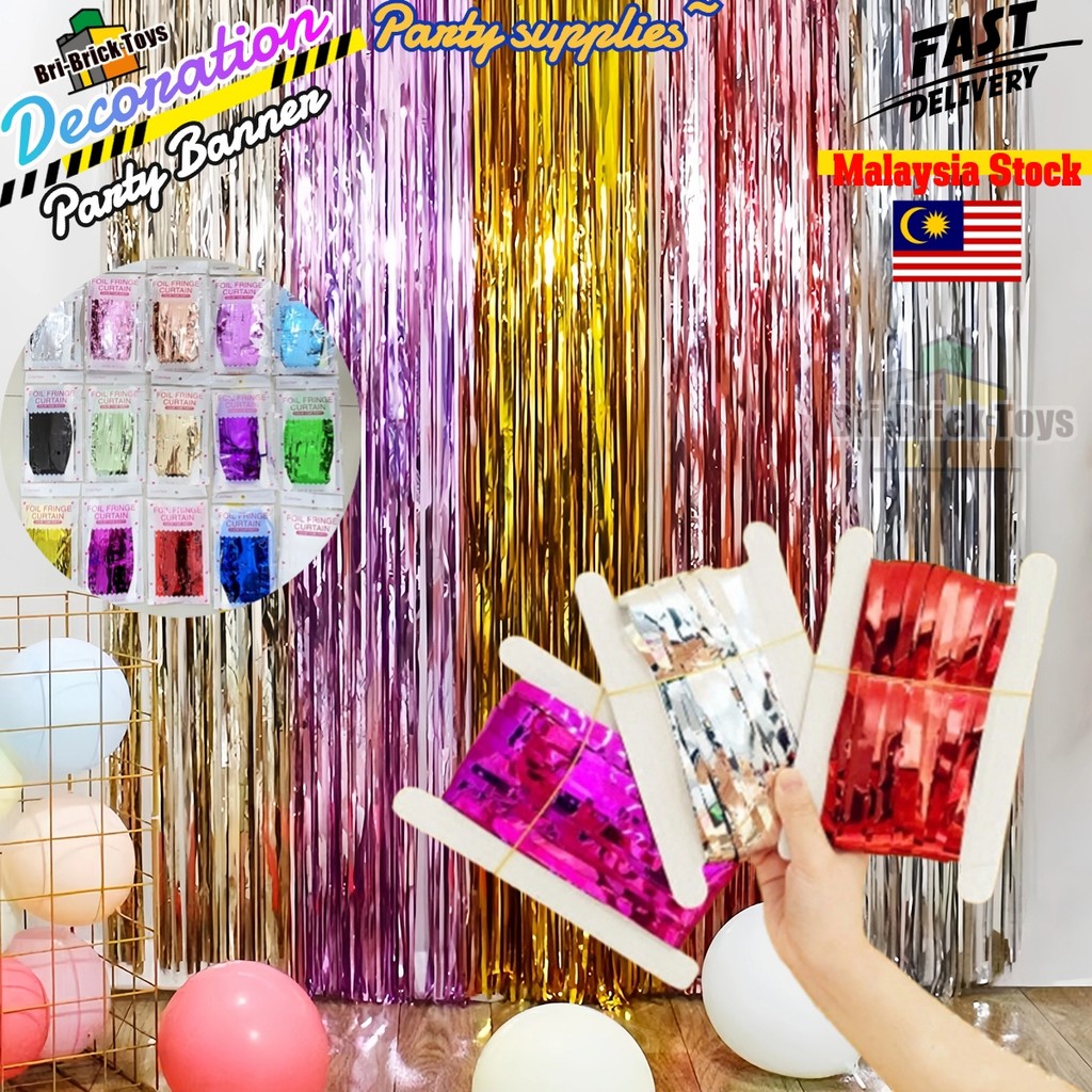 1*2M Rain Fringe Foil Curtain Design Banner Backdrop Decoration Party ...