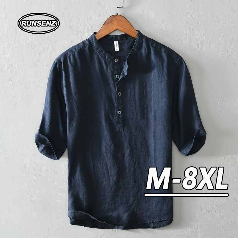 M-8XL Japanese Basic Polo Shirt Men Plus Size Top Plain Casual Loose Short Sleeve Oversized T ...