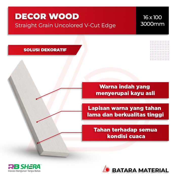 Rb Shera Decor Wood Straight Grain Uncolored Square Cut Edge ...