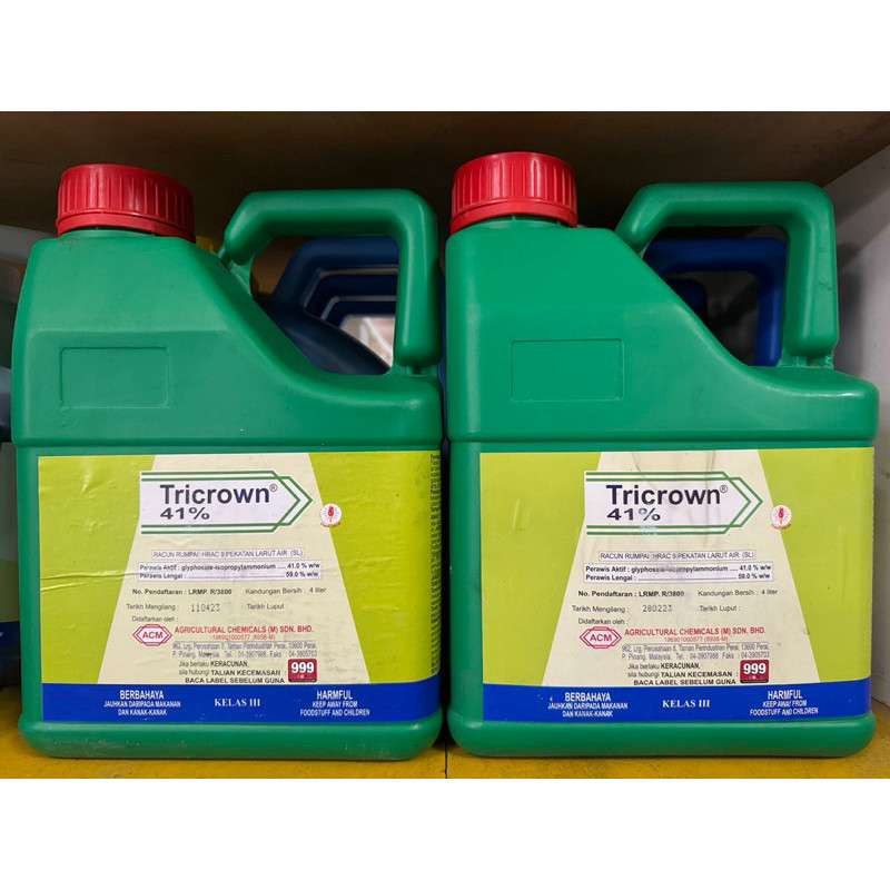 [ORIGINAL] 4L Tricrown ACM Glyphosate 41% Herbicide Sama Macam Ecomax ...