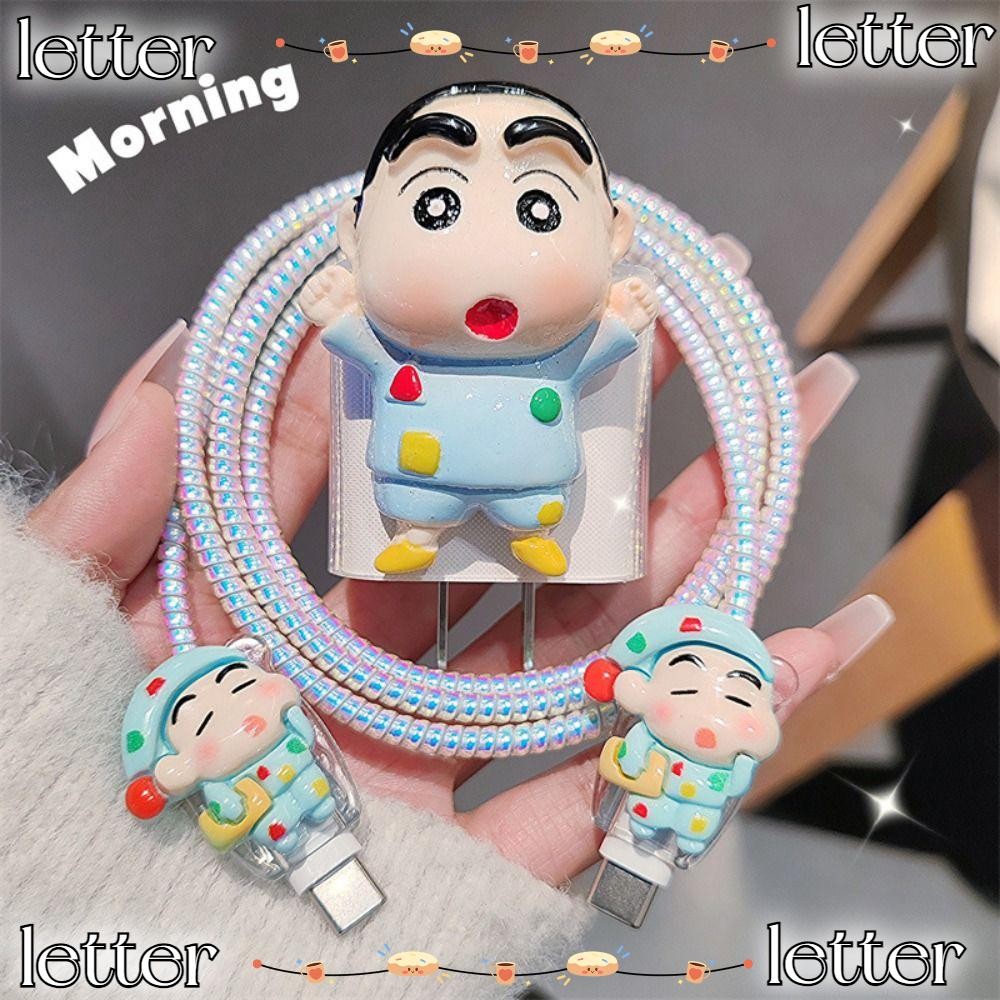 LETTER Crayon Shin-chan Charger Protector, Resin Cute Cable Charger ...