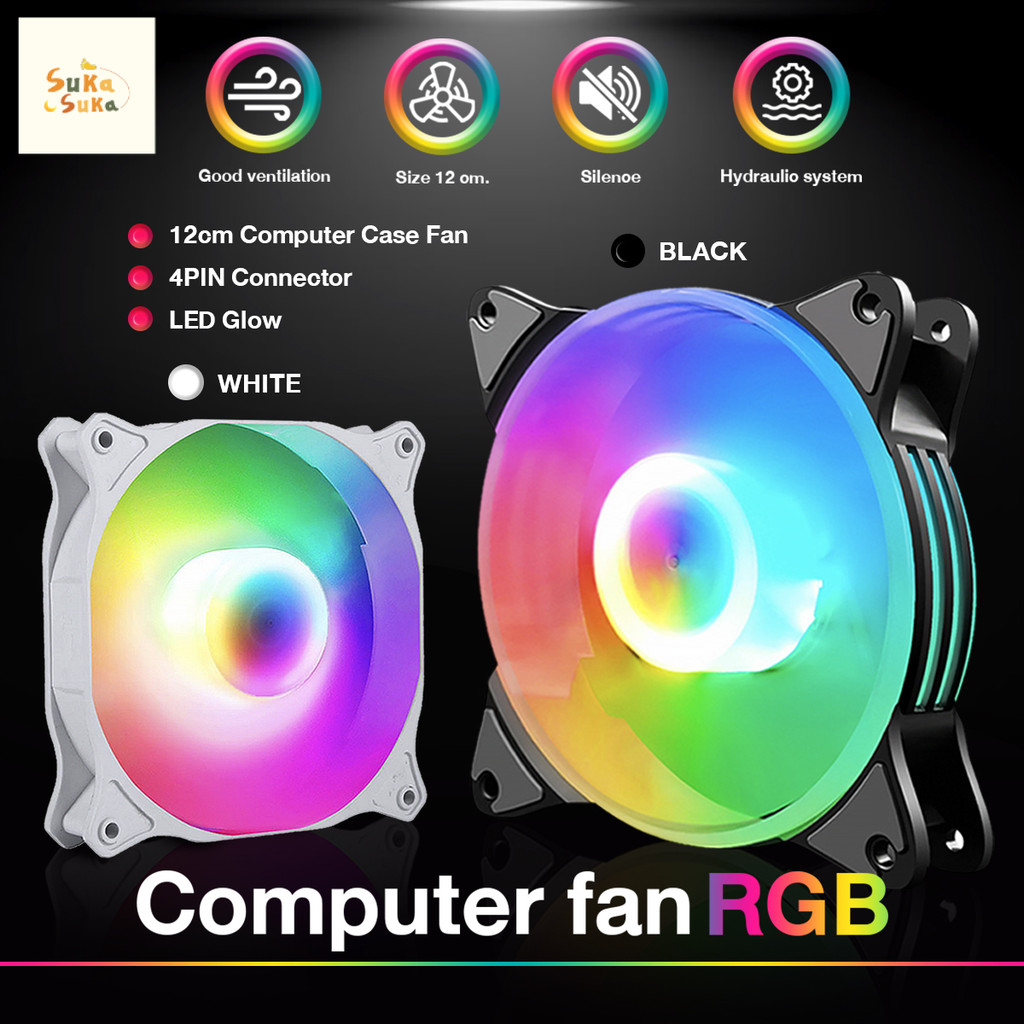 LED RGB Rainbow Light Fan Computer Cooler Fan PC Mining Case Fan ...