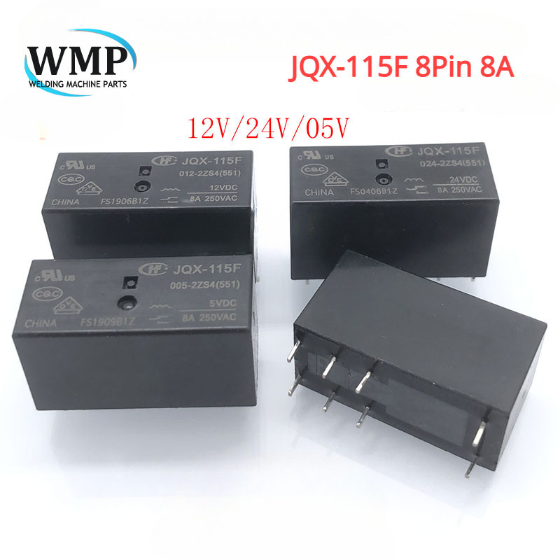 Original HF Relay JQX-115F 012 024 005-2ZS4 5V 12V 24V 8Pin 8A New ...