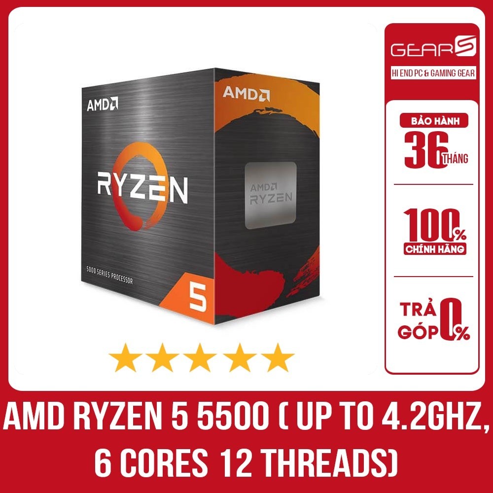 Processor AMD Ryzen 5 5500 (Up to 4.2GHz, 6 Cores 12 Threads) Genuine ...