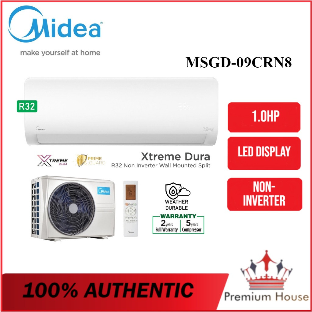 MIDEA 1.0HP Xtreme Dura R32 Non-Inverter Air Conditioner / Aircond / Air Cond MSGD-09CRN8 ...