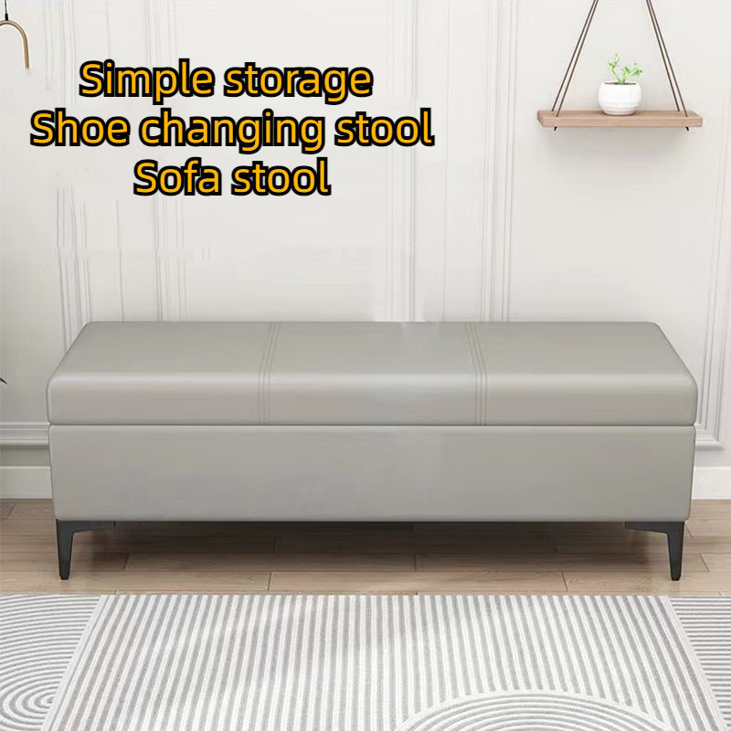 Household Shoe Bench Leather soft bag Long Stool Living Room Storage ...