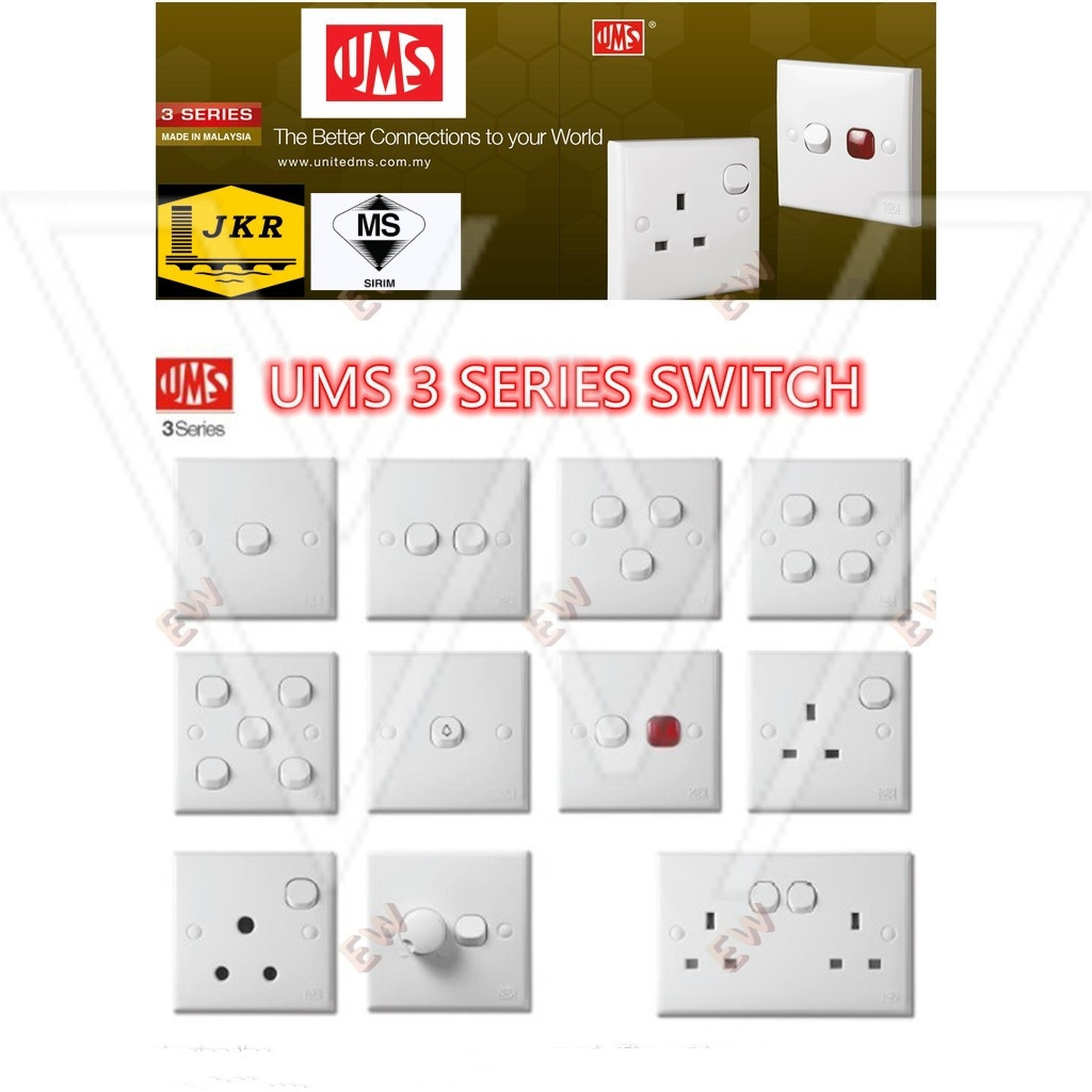 UMS 3 Series Switches / Switch Socket OUTLET~Sirim~JKR APPROVED 13A 1G ...