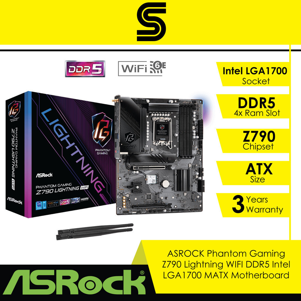 ASROCK Phantom Gaming Z790 Lightning WIFI DDR5 Intel LGA1700 ATX ...