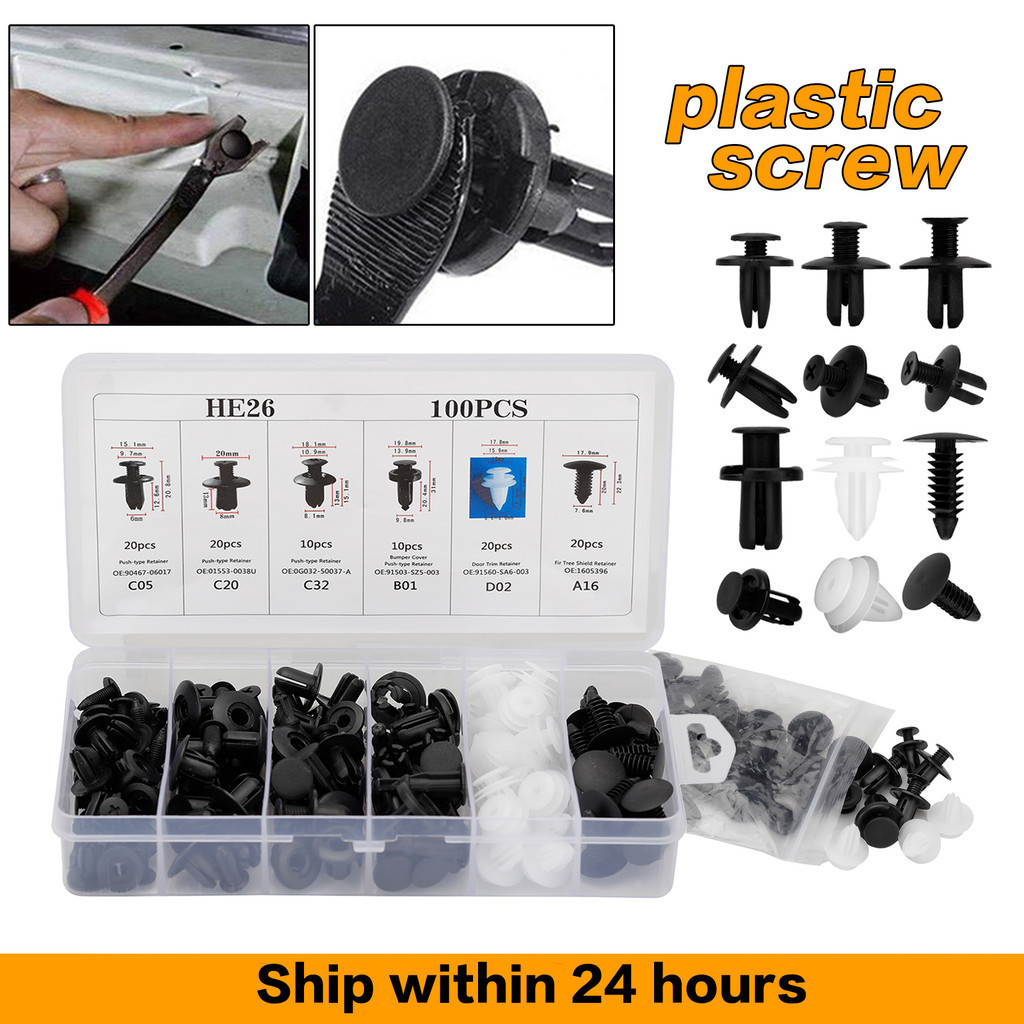 200Pc Car Bumper Clips Auto Fastener Rivet Car Body Push Retainer Pin ...