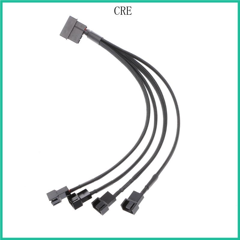 CRE 4-Pin Molex Male To 4x 3-Pin 4-Pin PWM Male Sleeved Fan Extension ...