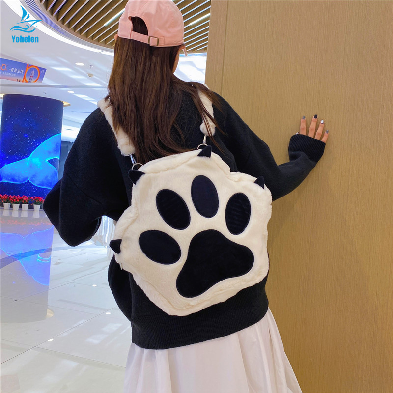 Cute Cat Claw Backpack New Plush Backpack Instagram Soft Girl High ...