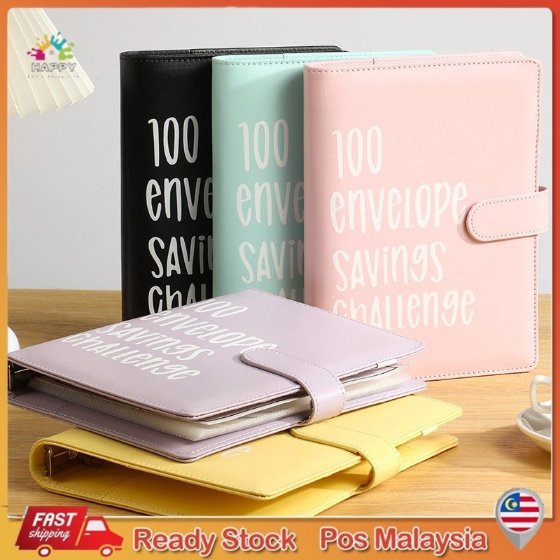 SET 100 Days Savings Envelope Challenge Cash Saving Planner Book Zipper ...