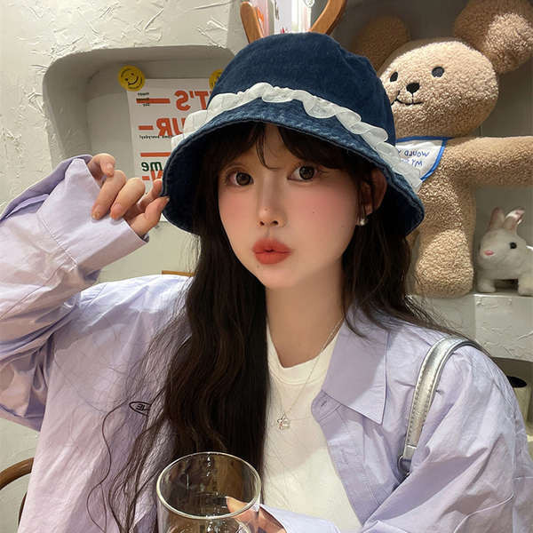 Topi Perempuan Lelaki Injil wajah bulat topi nelayan denim Jepun ...