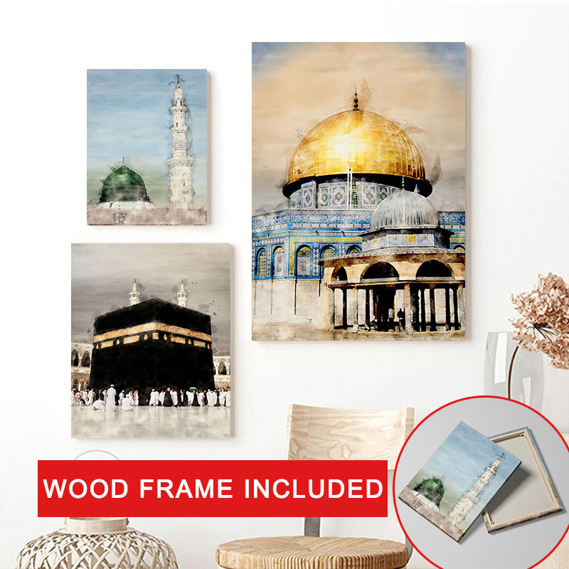 (With Frame）Lukisan Dinding Seni Hiasan Dalaman Moden Muslim ...