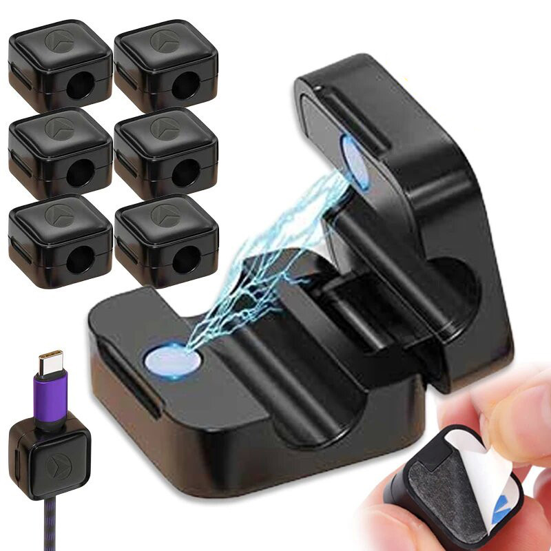 Strong Adhesive Wire Holder Keeper - Magnetic Cable Clips - Easy Secure ...