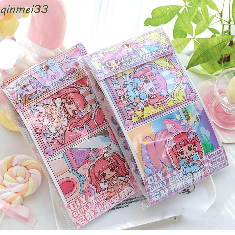 QINMEI DIY Quiet Book, Montessori Homemade Cartoon Dress Up Sticker ...
