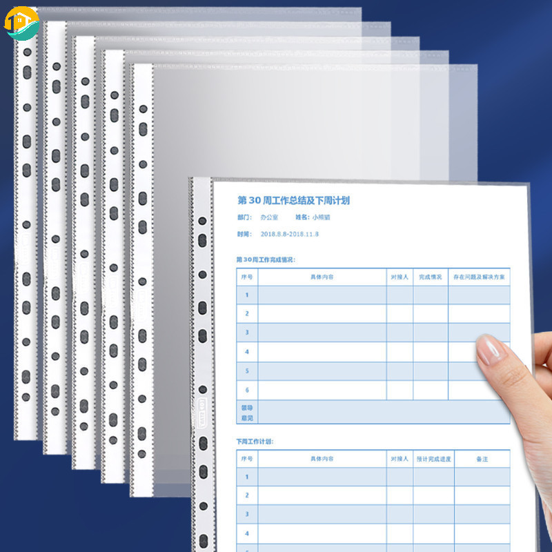 10Pcs A4 File Clear PP Material 11-Holes Loose Leaf Punched Sheet Page ...