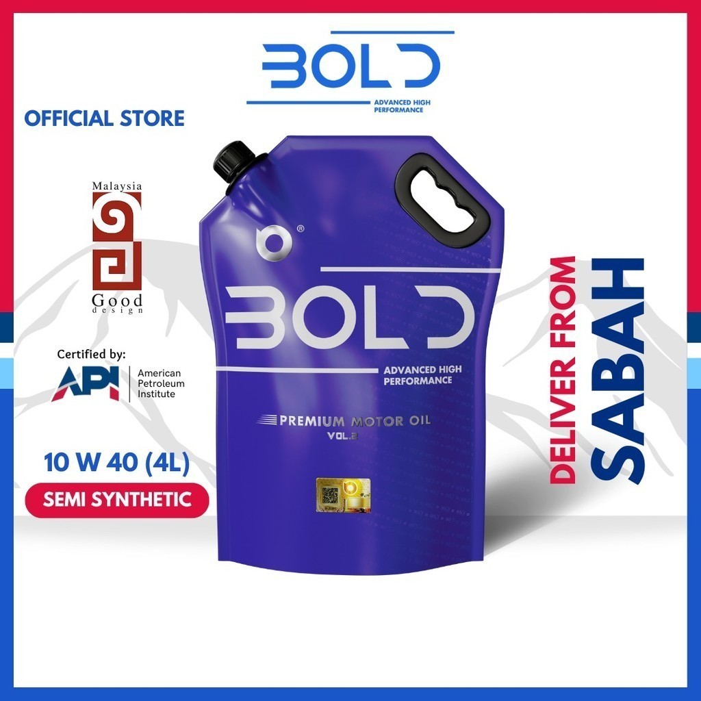 [Sabah] Bold 10w40 4L Semi Synthetic SP Engine Oil Car Lubricant 10w-40 ...