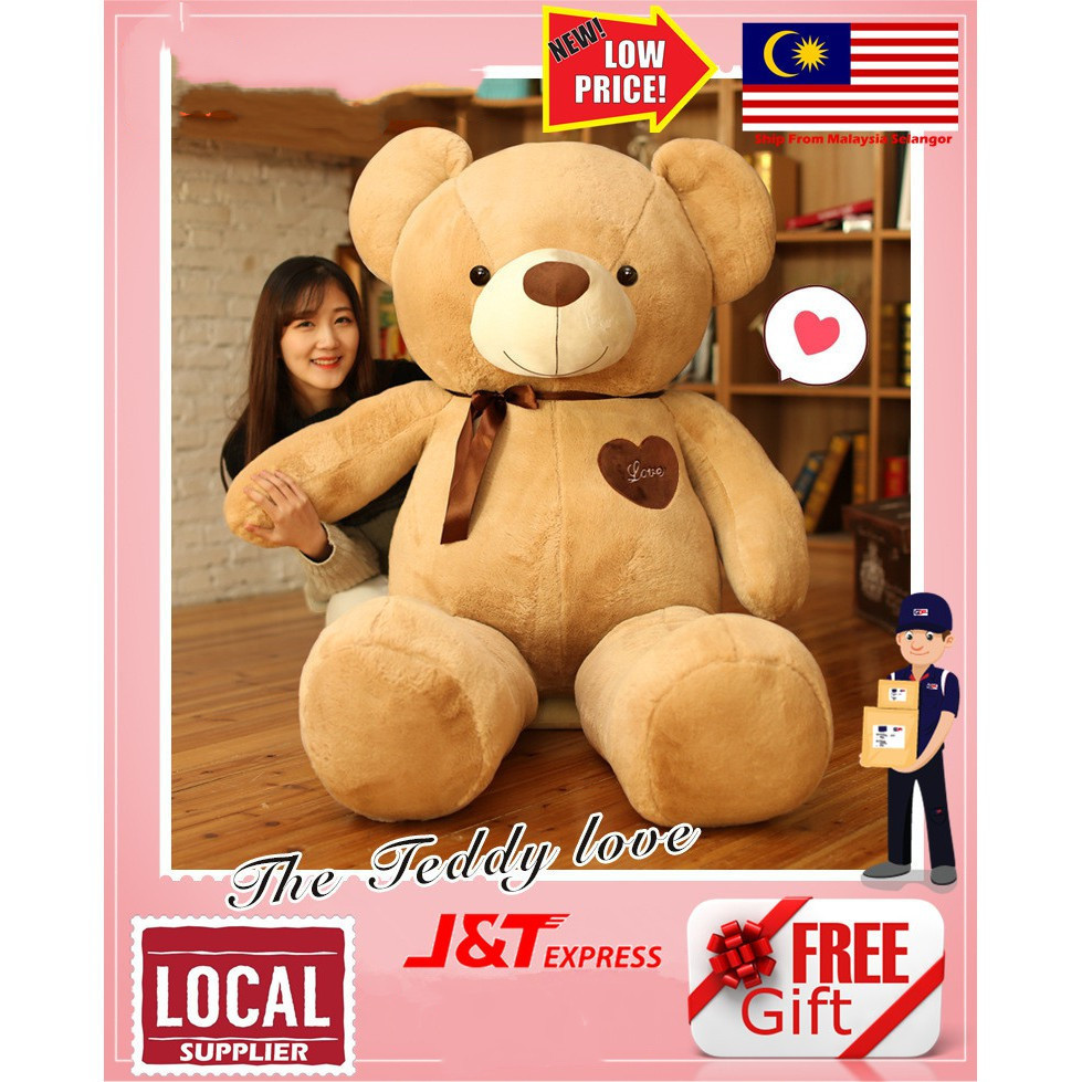 🇲🇾 80/100/120cm Rabbon Love Giant Big Teddy Bear Besar Plush Toys Doll ...