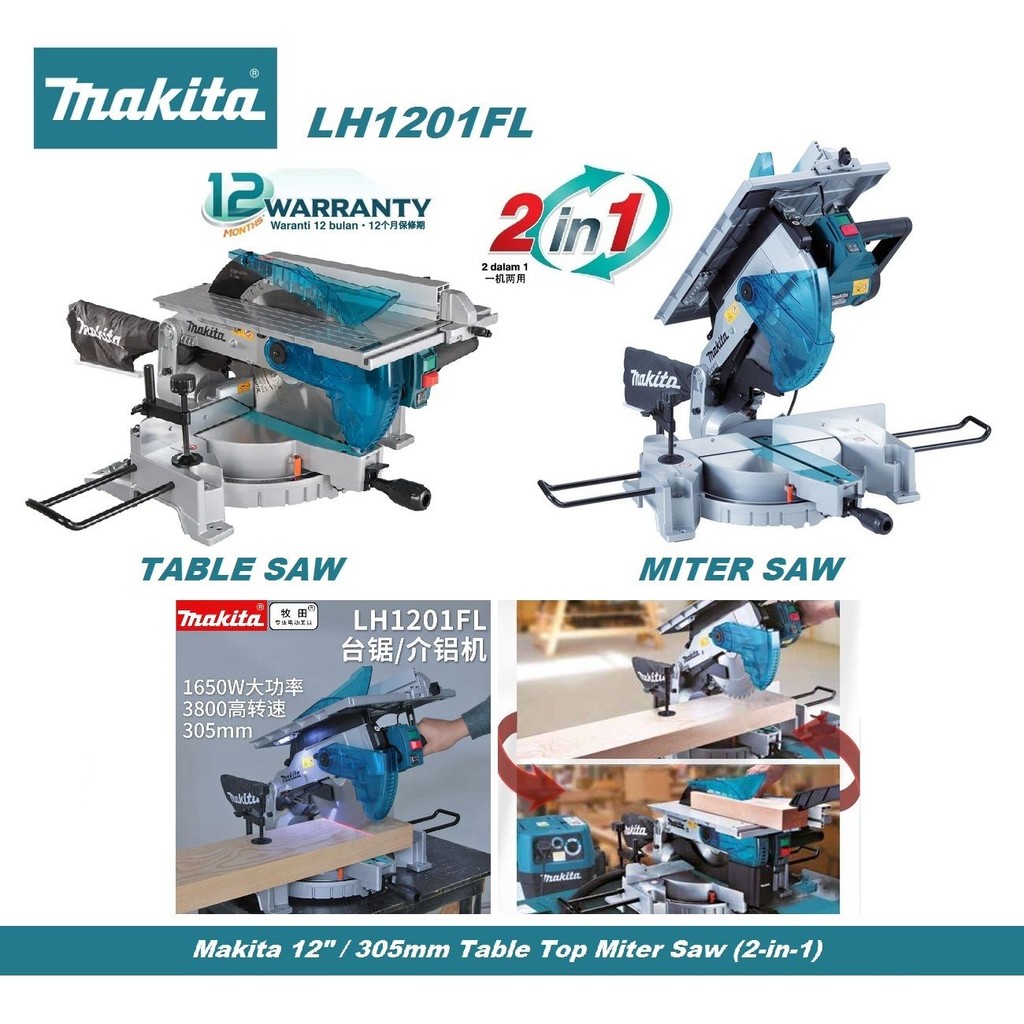 Makita LH1201FL 1650W 2-in-1 Table Top Mitre Saw 12-inch / 305mm ...