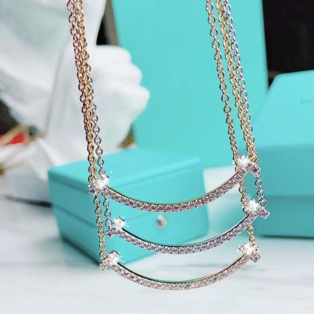 [2025 Smile Totem] T-Shaped Electroplated 18K Gold Smiley Face Clavicle ...