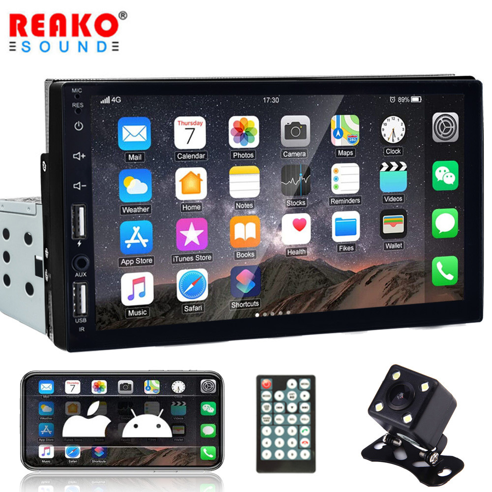 REAKOSOUND 1Din Car Radio 7" HD Autoradio Multimedia MP5 Player Touch Screen Mirror Link Car ...