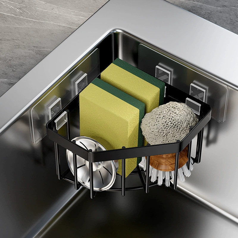 Sponge Holder For Kitchen Sink Plastic Corner Sink Caddy Organizer Dish ...