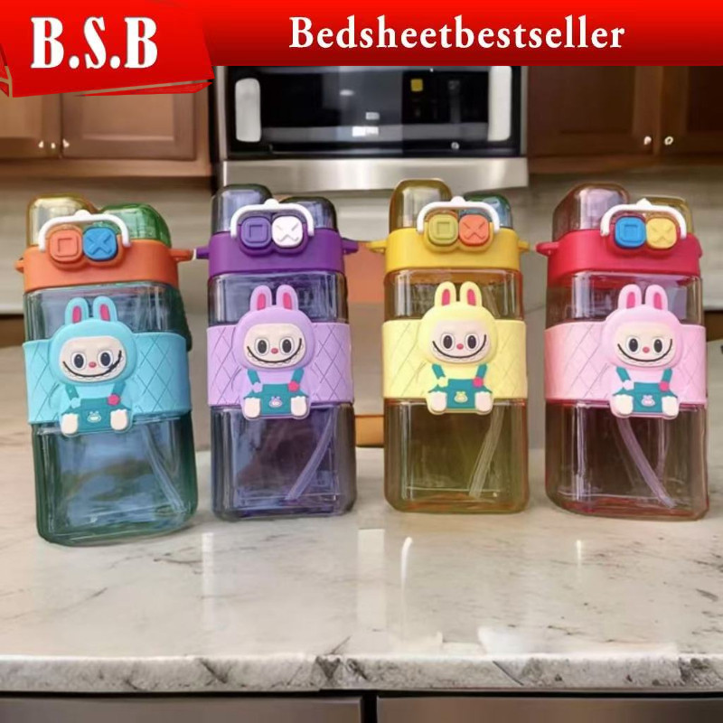 570ML Botol Air Labubu Water Bottle Kids Straw Bpa Free Botol ...