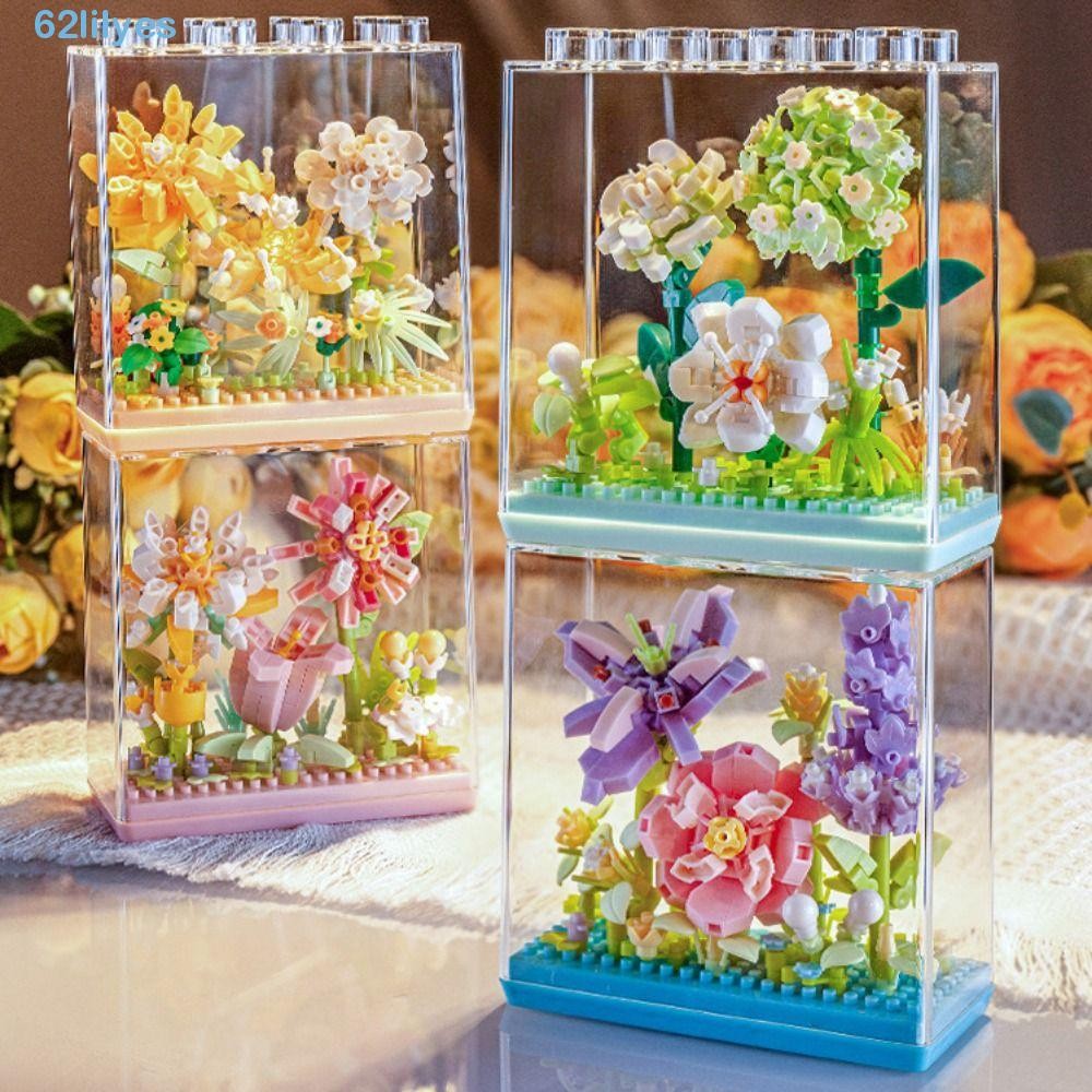 LILYES Flower Bonsai Block Puzzle, Plastic Micro Model Flower Bouquet ...