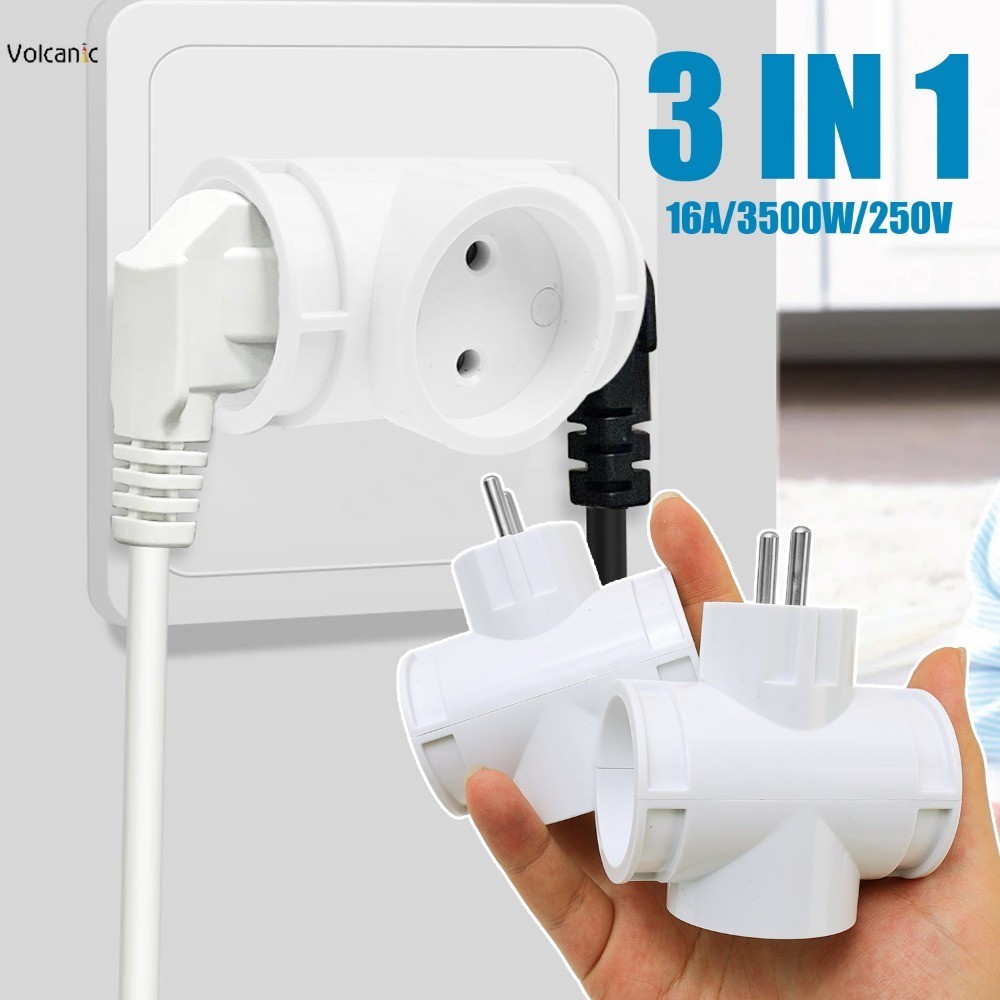 European Standard 3 in 1 Power Socket Portable Travel 16A 220V-250V ...