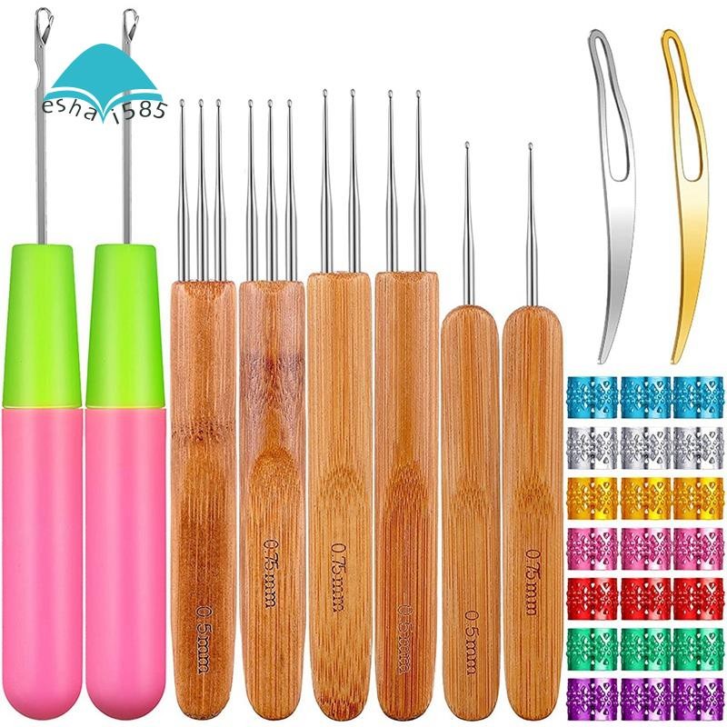 31Pc Crochet Needle Locking Tool Set, Dreadlocks Needles Hair Bent ...