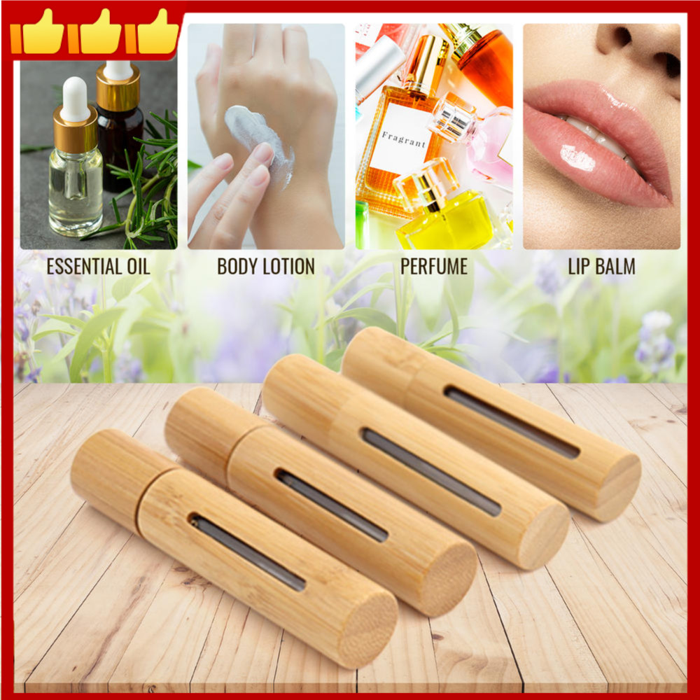Bamboo Roll-On Bottle - 3ML, 5ML, 10ML Portable Bamboo Essential Oil Bottle - Eco-Friendly and ...