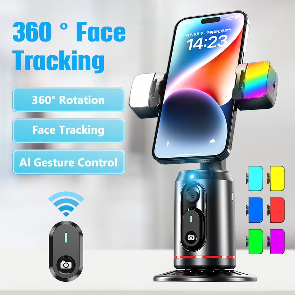 Auto Face Tracking Phone Selfie Stick 360°rotation Holder AI Follow-Up Video Vlog Live Gimbal ...