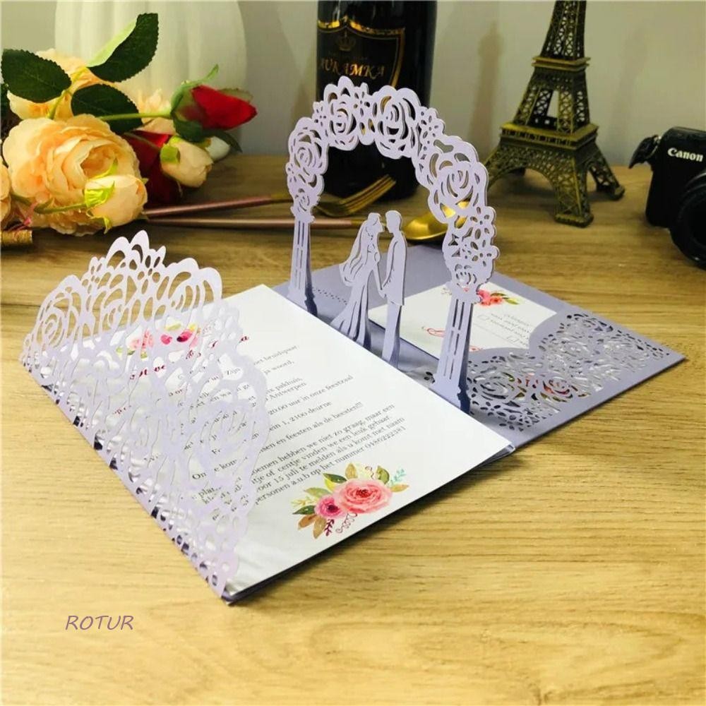 ROTUR Wedding Invitation, 3D Pop up Greeting Cards, Laser cut 18X13cm ...