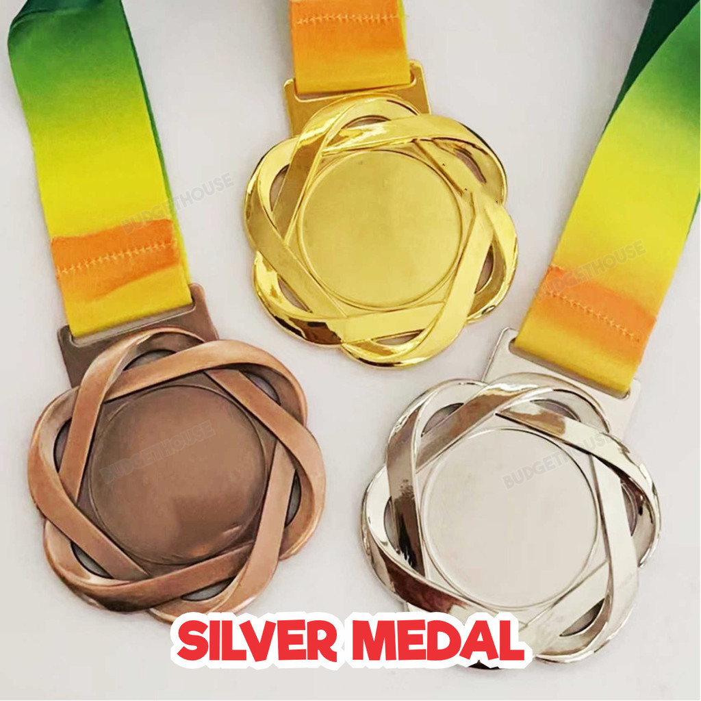 METAL Medal Both Side Sticker Medal Besi With Ribbon Alloy Gold,Silver ...