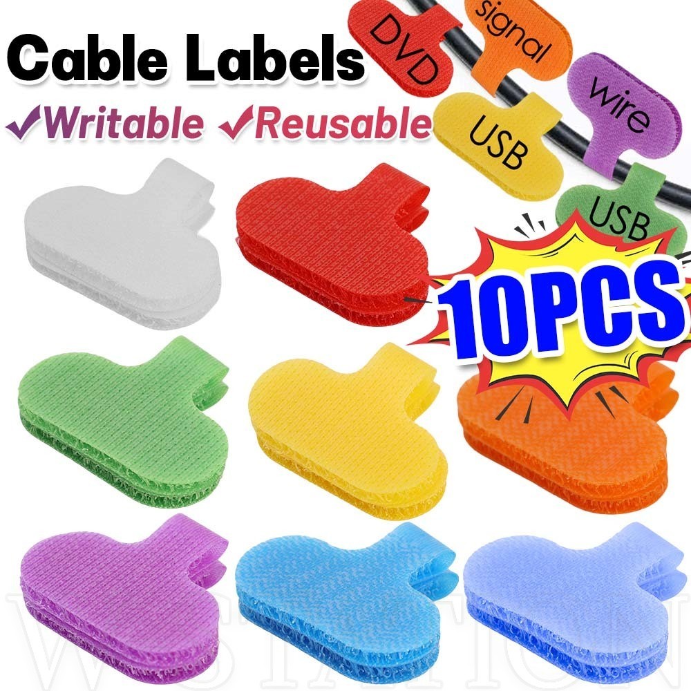 10Pcs Multi-Color Cord Labels - Self-locking Cable Tags - Writable ...