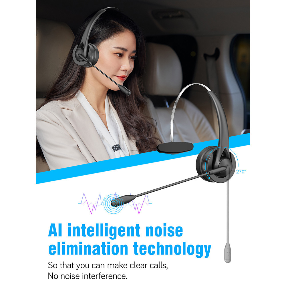 Office Call Center Bluetooth Headset with Charging Stand Dock Wireless ...