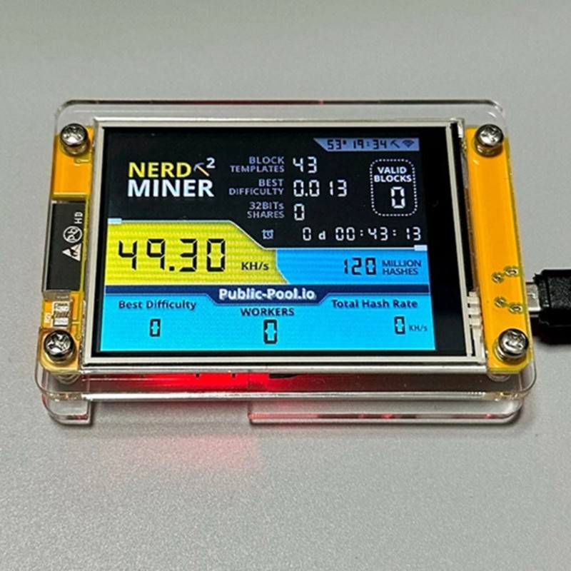 NerdMiner V2 2.8 Inch Display BTC Solo Lottery Nerd Miner 56KH/S Crypto ... NerdMiner V2 2.8 Inch Display BTC Solo Lottery Nerd Miner 56KH/S Crypto ...