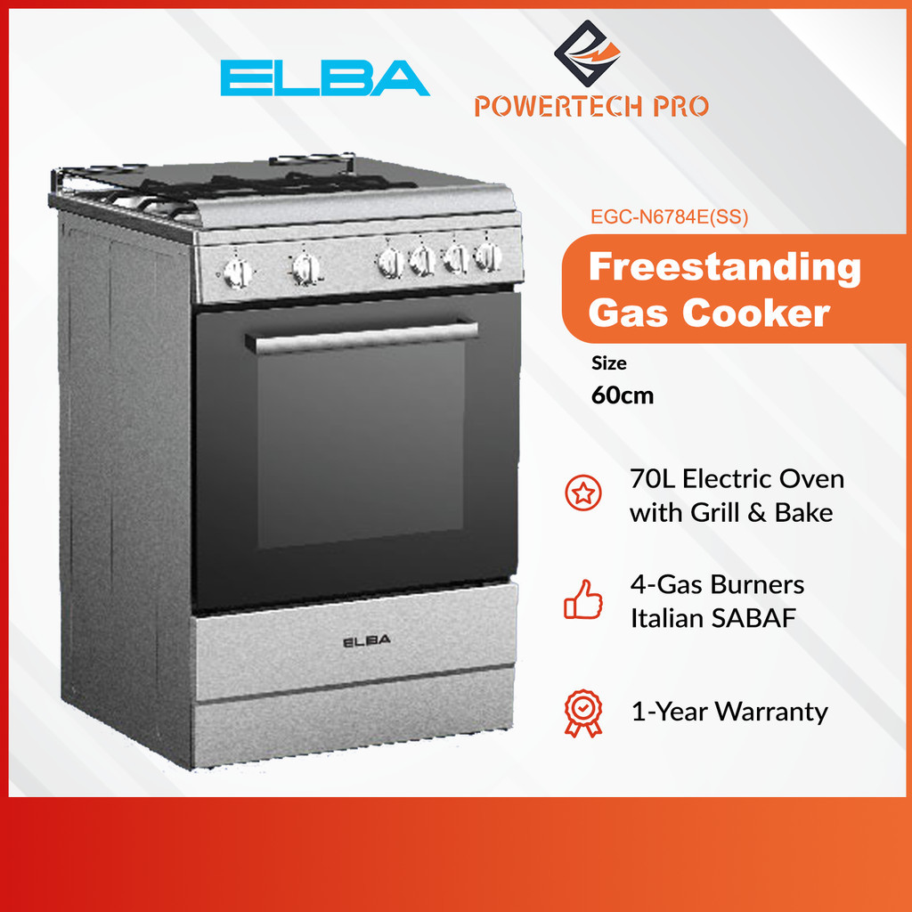 Elba Freestanding Gas Cooker with 70L Electric Oven with 5-Gas Burners ...