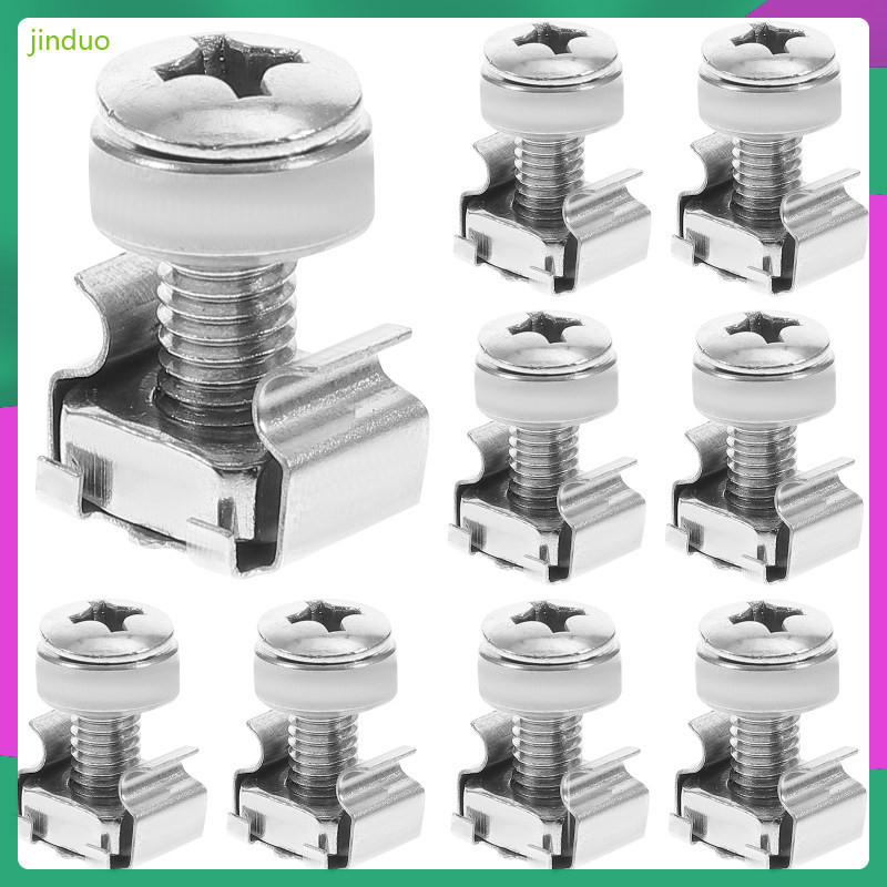 16 Sets Cage Nuts and Screws Rack Mount Server Cabinet Stainless Steel ...