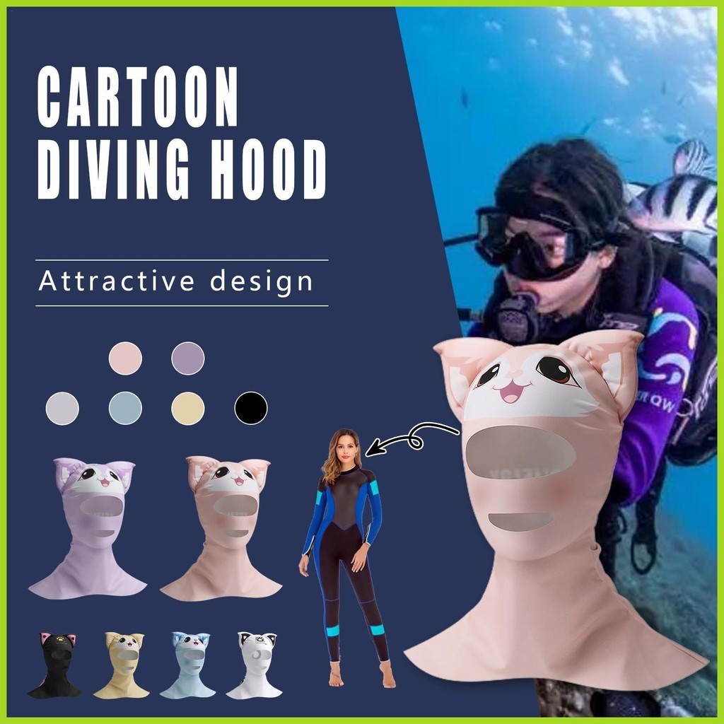 Cute Dive Hood Cat Animal Diving Hood Cartoon Wetsuit Hood Scuba Hood ...