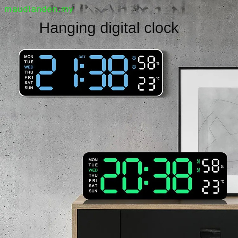 maudlanden Large Digital Wall Clock Temperature And Humidity Week ...