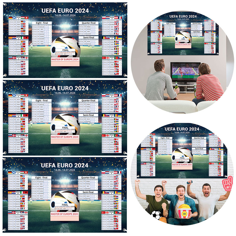 EURO 2024 Wall Chart Oxford Cloth Fixtures Poster 110x180cm for Family ...