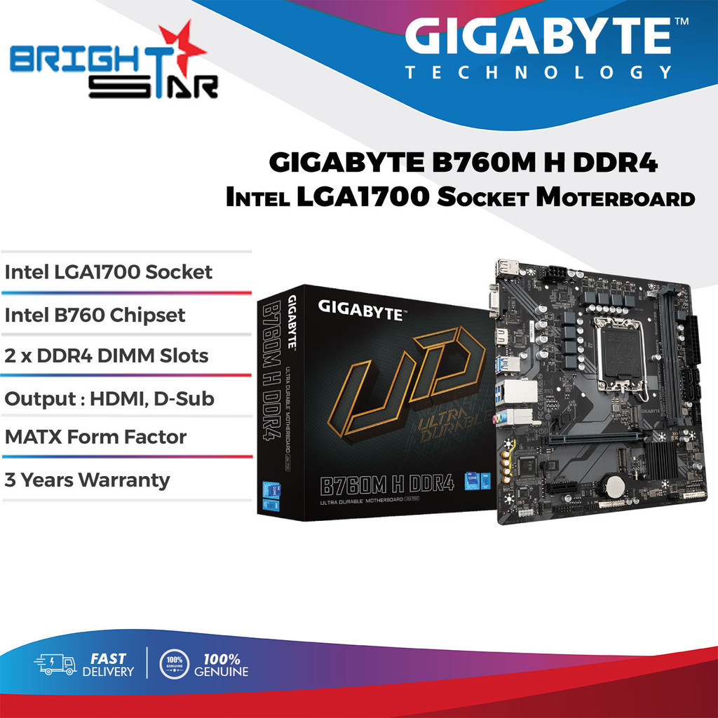 GIGABYTE B760M H DDR4 Intel LGA1700 Socket Motherboard | Shopee Malaysia