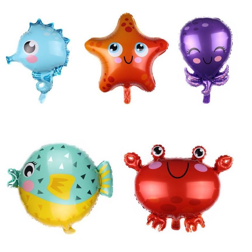 Cute marine animal aluminum balloon octopus seahorse crab puffer fish ...